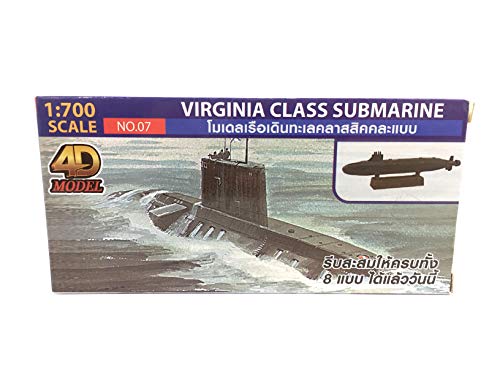 4D 1:700 Scale USS Virginia Class Submarine SSN-774 Battleship US Navy No.07 Miniature Toy Figure Model Kit