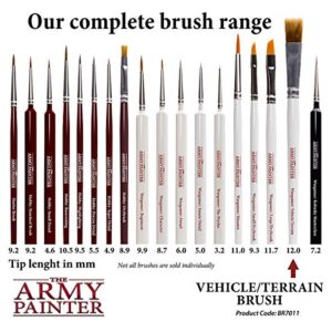 The Army Painter Wargamer: Vehicle & Terrain Scenery - Wargamer Brush Set with Synthetic Nylon Hair - Large Basecoat Brush for Wargames, Terrain Paint Brush for Miniature Painting & Drybrushing