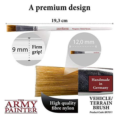 The Army Painter Wargamer: Vehicle & Terrain Scenery - Wargamer Brush Set with Synthetic Nylon Hair - Large Basecoat Brush for Wargames, Terrain Paint Brush for Miniature Painting & Drybrushing