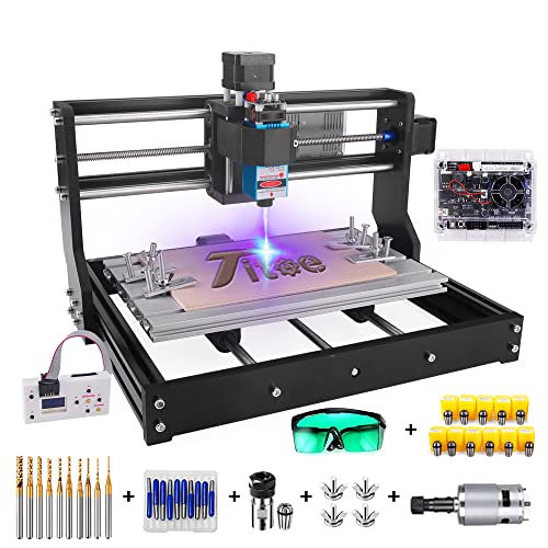 2 in 1 7000mW CNC 3018 Pro Engraver Machine,GRBL Control 3 Axis DIY Router Kit Plastic Acrylic PCB PVC Wood Carving Milling Engraving Machine with Offline Controller+10PCS Router Bit