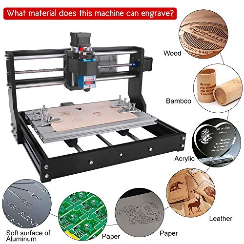 2 in 1 7000mW CNC 3018 Pro Engraver Machine,GRBL Control 3 Axis DIY Router Kit Plastic Acrylic PCB PVC Wood Carving Milling Engraving Machine with Offline Controller+10PCS Router Bit