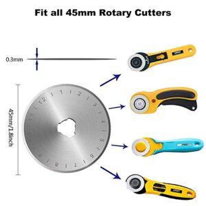 Kingsource SKS-7 Titanium Coated 10 Packs 45mm Pack Rotary Cutter Blades Replacement for Fits Olfa, Fiskar, Martelli, Truecut Cutter Patchwork Tool, Perfect for Cuts Fabric, Sewing, Leather and Paper