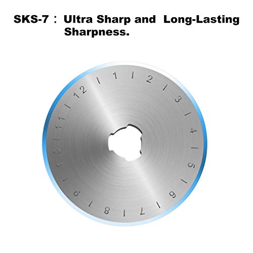 Kingsource SKS-7 Titanium Coated 10 Packs 45mm Pack Rotary Cutter Blades Replacement for Fits Olfa, Fiskar, Martelli, Truecut Cutter Patchwork Tool, Perfect for Cuts Fabric, Sewing, Leather and Paper