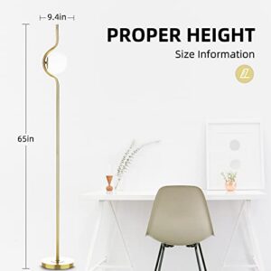 MELIFO Floor Lamp,Standing Lamp with Frosted Glass Globe,Morden Glod Tall Lamp with Foot Pedal.Mid Century Floor Lamps for Living Room,Bedroom,Office,Reading (Gold)