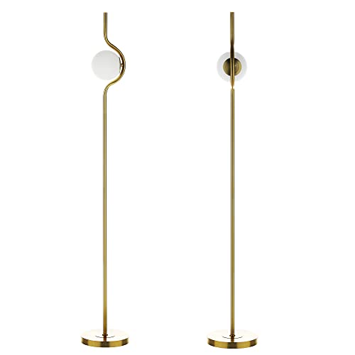 MELIFO Floor Lamp,Standing Lamp with Frosted Glass Globe,Morden Glod Tall Lamp with Foot Pedal.Mid Century Floor Lamps for Living Room,Bedroom,Office,Reading (Gold)