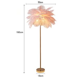 GIOAMH Natural Ostrich Feather Floor Lamp, Simple Modern Bedroom and Living Room Standing Lamp, Golden Lamp Body, G4-LED Bulb (White)