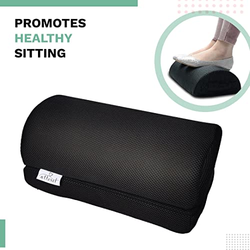 Atteret Ergonomic Under Desk Footrest Cushion, Compact Adjustable Mesh Foot Rest 6.5'' Height, Lumbar Pillow, High-Density Sponge, Leg Stool Support, Computer Work, Office Chair, Travel, WFH