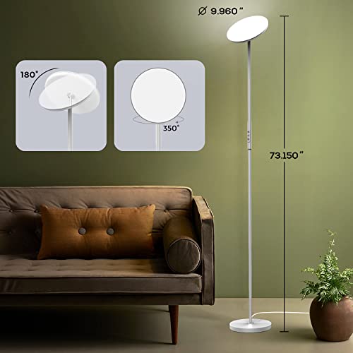 SUNTHIN Smart Floor Lamp, WiFi Standing Lamp Compatible with Alexa & Google Home, 24W RGBW LED Dimmable Torchiere Lamp for Bedroom, Living Room, Office, Reading Room