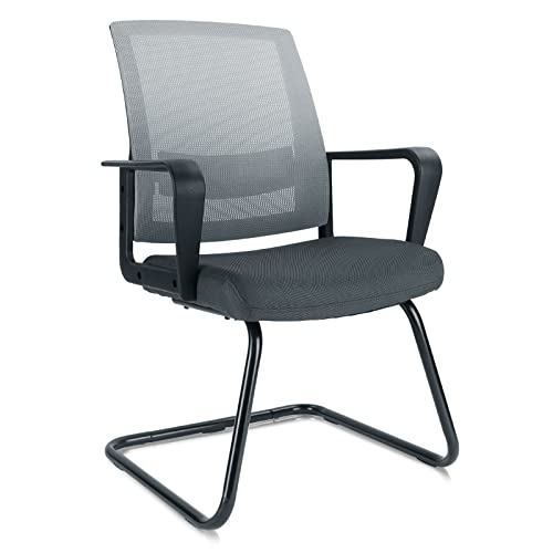 CLATINA Office Guest Chair with Lumbar Support and Mid Back Mesh Space Air Grid Series for Reception Conference Room Gray