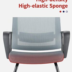 CLATINA Office Guest Chair with Lumbar Support and Mid Back Mesh Space Air Grid Series for Reception Conference Room Gray