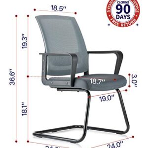 CLATINA Office Guest Chair with Lumbar Support and Mid Back Mesh Space Air Grid Series for Reception Conference Room Gray