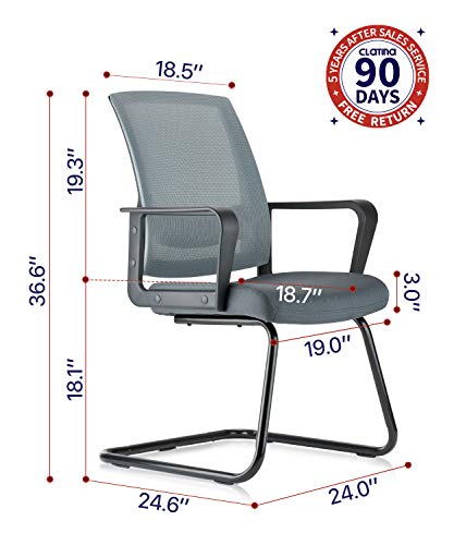 CLATINA Office Guest Chair with Lumbar Support and Mid Back Mesh Space Air Grid Series for Reception Conference Room Gray