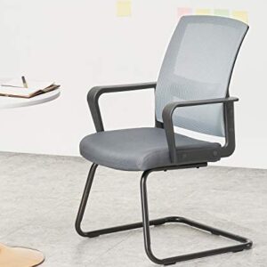 CLATINA Office Guest Chair with Lumbar Support and Mid Back Mesh Space Air Grid Series for Reception Conference Room Gray