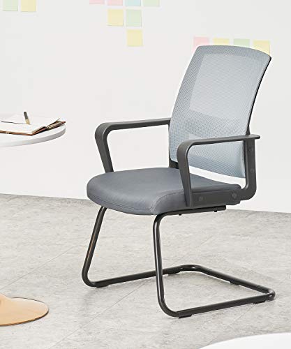 CLATINA Office Guest Chair with Lumbar Support and Mid Back Mesh Space Air Grid Series for Reception Conference Room Gray