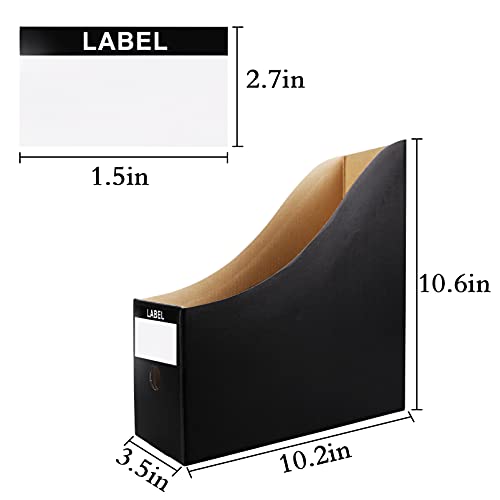 Limitliho Black Cardboard Magazine Holder (2Pack), Magazine File Holder with Labels, Sturdy Magazine Storage Box, Desktop Magazine File Organizer for Home, Office and School