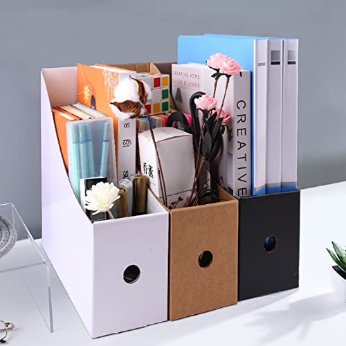 Limitliho Black Cardboard Magazine Holder (2Pack), Magazine File Holder with Labels, Sturdy Magazine Storage Box, Desktop Magazine File Organizer for Home, Office and School