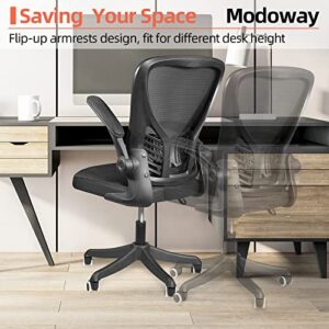 Modoway Desk Chairs with Wheels and Arms Ergonomic Mesh Office Chair with 300LBS Capacity (Black-1Unit)