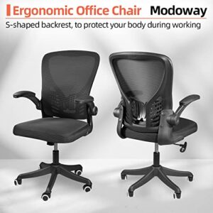 Modoway Desk Chairs with Wheels and Arms Ergonomic Mesh Office Chair with 300LBS Capacity (Black-1Unit)