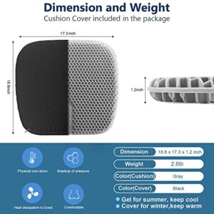 Gel Seat Cushion for Long Sitting, Extra Large Gel Cushion for wheelchair Reduce Sweat, Desk Chair Cushion, Seat Cushion for back pain/for Car/for Office Chairs/for kitchen chairs/ for Pressure Relief