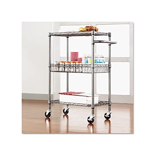 Alera 3-Tier Wire Rolling Cart, 3-Tier Wire Rolling Cart,28w x 16d x 39h, Black Anthracite