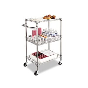 Alera 3-Tier Wire Rolling Cart, 3-Tier Wire Rolling Cart,28w x 16d x 39h, Black Anthracite