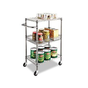 Alera 3-Tier Wire Rolling Cart, 3-Tier Wire Rolling Cart,28w x 16d x 39h, Black Anthracite