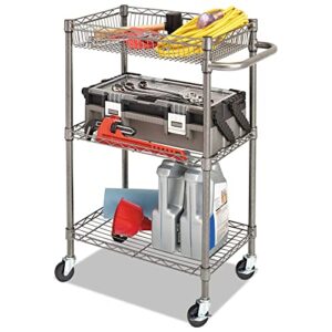 Alera 3-Tier Wire Rolling Cart, 3-Tier Wire Rolling Cart,28w x 16d x 39h, Black Anthracite