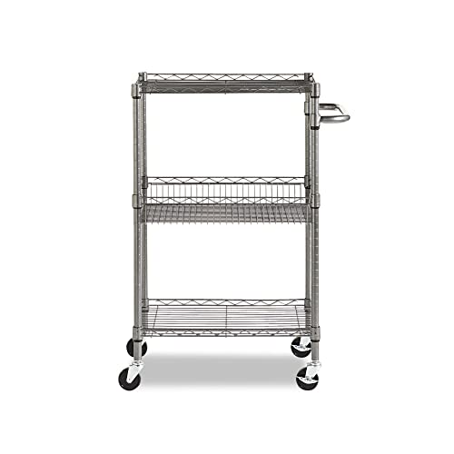 Alera 3-Tier Wire Rolling Cart, 3-Tier Wire Rolling Cart,28w x 16d x 39h, Black Anthracite