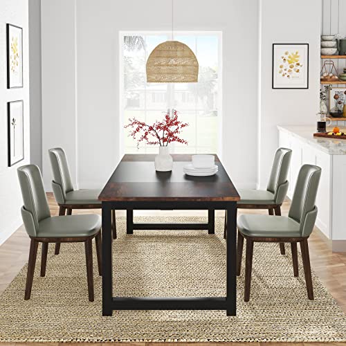 Tribesigns 6FT Conference Table, 70.8" W x 31.5" D Meeting Room Table Boardroom Desk for Office Conference Room, Splicing Board with Metal Frame, Rustic Brown/Black