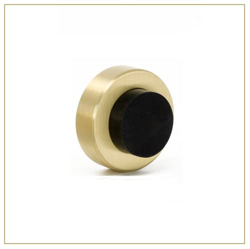 EVI | Wall Mounted Doorstop | Natural Silicone | Adhesive or Screw Installation | Brass Matte | Mod. I-254 (Brass Matte - Black Rubber)