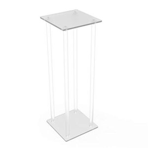 9 L X 9 W X 24" Tall Clear Acrylic Riser Transparent Plexiglass Pedestal Table Display Podium Glorifier Riser Stand Centerpiece Flower Sculputure Merchandise Lamp Book Stand 10043