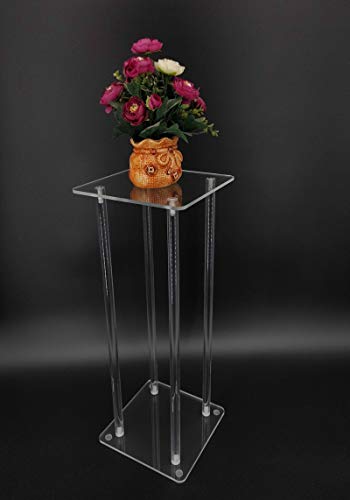 9 L X 9 W X 24" Tall Clear Acrylic Riser Transparent Plexiglass Pedestal Table Display Podium Glorifier Riser Stand Centerpiece Flower Sculputure Merchandise Lamp Book Stand 10043