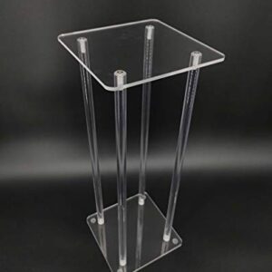 9 L X 9 W X 24" Tall Clear Acrylic Riser Transparent Plexiglass Pedestal Table Display Podium Glorifier Riser Stand Centerpiece Flower Sculputure Merchandise Lamp Book Stand 10043