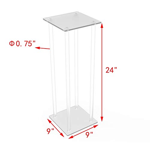 9 L X 9 W X 24" Tall Clear Acrylic Riser Transparent Plexiglass Pedestal Table Display Podium Glorifier Riser Stand Centerpiece Flower Sculputure Merchandise Lamp Book Stand 10043