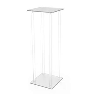 9 L X 9 W X 24" Tall Clear Acrylic Riser Transparent Plexiglass Pedestal Table Display Podium Glorifier Riser Stand Centerpiece Flower Sculputure Merchandise Lamp Book Stand 10043