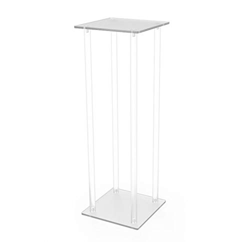 9 L X 9 W X 24" Tall Clear Acrylic Riser Transparent Plexiglass Pedestal Table Display Podium Glorifier Riser Stand Centerpiece Flower Sculputure Merchandise Lamp Book Stand 10043