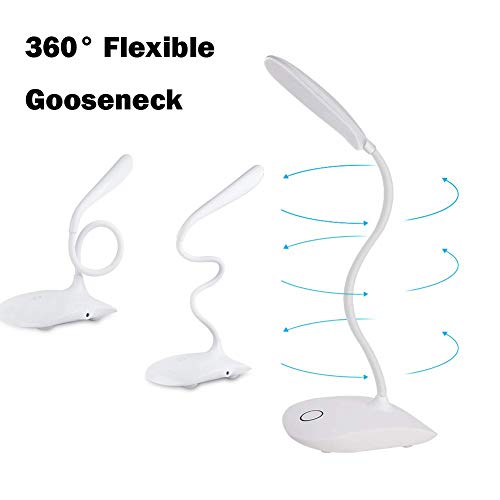 LED Table Lamp,Portable Eye-Protected Flexible Gooseneck Small Desk Lights for Dorm Study Office Bedroom-USB or 3 AA Batteries Powered -Not Include Batteries(1 Pack)