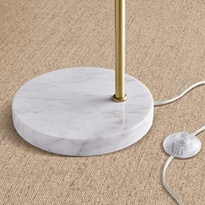 Archiology Floor Lamp - Gold Floor Lamp with Marble Base & White Linen Drum Shade ,Modern Floor Lamps for Living Room,Bedrooms, Study Room and Office (62.2’’)