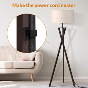 LEPOWER Standing Floor Lamp, Modern Design Tripod Lamp, Mid Century Wood Reading Lamp for Living Room, Bedroom and Office, Flaxen Lamp Shade with E26 Lamp Base