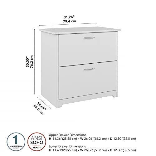 Bush Furniture Cabot 2 Drawer Lateral File Cabinet, White