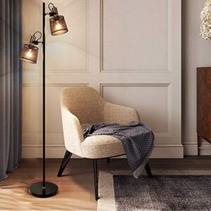 Newrays 2-Way Industrial Retro Iron Metal Mesh Floor Lamps with Adjustable Switch Plug-in for Living Room Bedroom Office