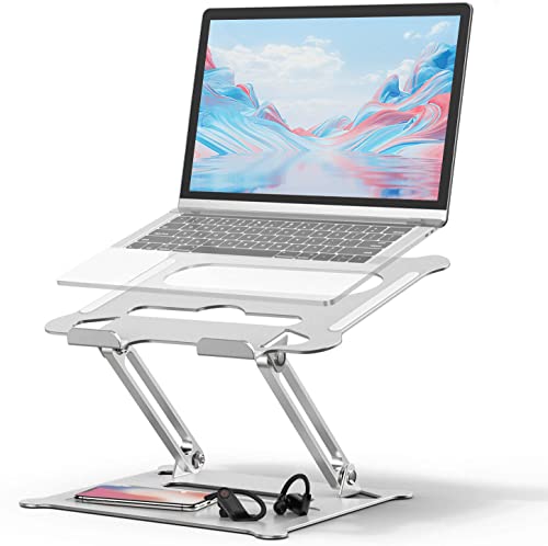 Diswoe Laptop Stand, Ergonomic Portable Aluminum Computer Riser, Ergonomic Laptops Elevator for Desk, Foldable Metal Holder Compatible with Notebook, MacBook and More 10-15.6”Laptop