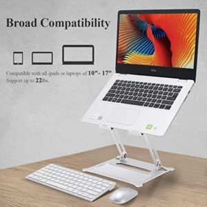 Diswoe Laptop Stand, Ergonomic Portable Aluminum Computer Riser, Ergonomic Laptops Elevator for Desk, Foldable Metal Holder Compatible with Notebook, MacBook and More 10-15.6”Laptop