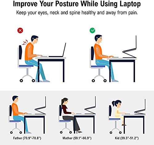 Diswoe Laptop Stand, Ergonomic Portable Aluminum Computer Riser, Ergonomic Laptops Elevator for Desk, Foldable Metal Holder Compatible with Notebook, MacBook and More 10-15.6”Laptop