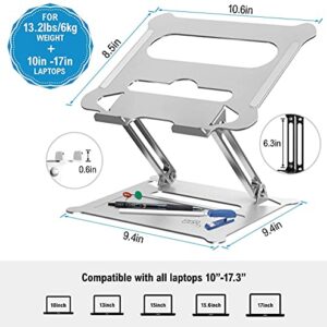 Diswoe Laptop Stand, Ergonomic Portable Aluminum Computer Riser, Ergonomic Laptops Elevator for Desk, Foldable Metal Holder Compatible with Notebook, MacBook and More 10-15.6”Laptop