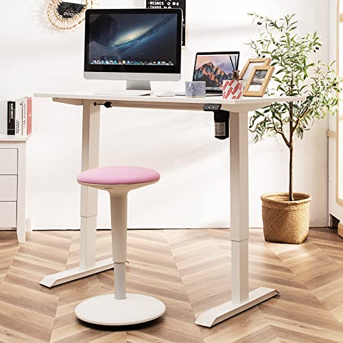 Giantex Wobble Stool Height-Adjustable Standing Desk Stool W/ Swivel, Tilt Motion, Premium Airlift, Wiggle Chair for Flexible Seating, for Junior, Home, Office, School Active Chair (Pink+White)