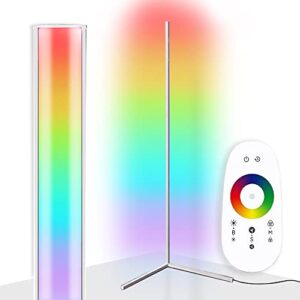 led corner floor lamp with remote – color changing corner lamp, 356 color, rgb lamp for living room bedroom office, dimmable corner led light, smart floor lamp, 56″ metal standing lamp, corner light