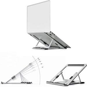 Magichold Portable Height Adjustable Folding Laptop Stand,Lightweight Anti-Slip Laptop Riser | Aluminum Notebook/Tablet Stand Compatible with MacBook Pro/Air,ipad Pro,HP, Dell & Any Laptops (Silver)