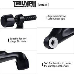 Triumph Hardware 2 Pack Hinge Pin Door Stopper,Adjustable Heavy Duty Door Stopper 2-3/8"x15/16”,Dull Chrome,with Black Rubber Bumper Tips