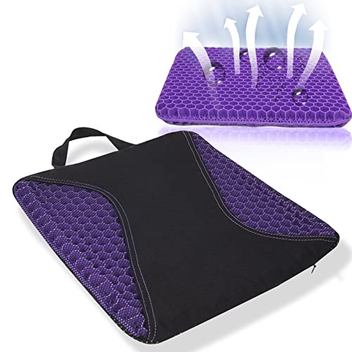 CAR-GRAND Gel Seat Cushion for Long Sitting Soft and Breathable, Honeycomb Gel Cushion for Car Or Wheelchair Reduce Sweat Gel Chair Cushion for Hip Pain Gel Seat Cushion for Office Chair (Purple)